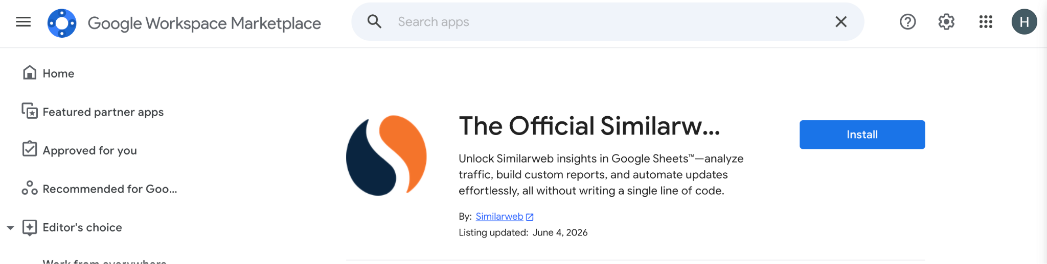 Using Sales Intelligence for Google Sheets™ Add-on – Similarweb ...