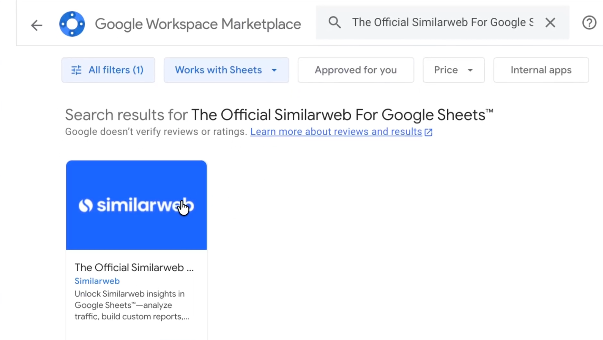 Using Sales Intelligence for Google Sheets™ Add-on – Similarweb ...